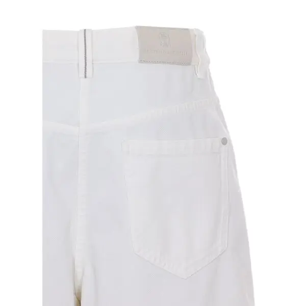 Brunello Cucinelli Relaxed Denim Trousers With Monile - White