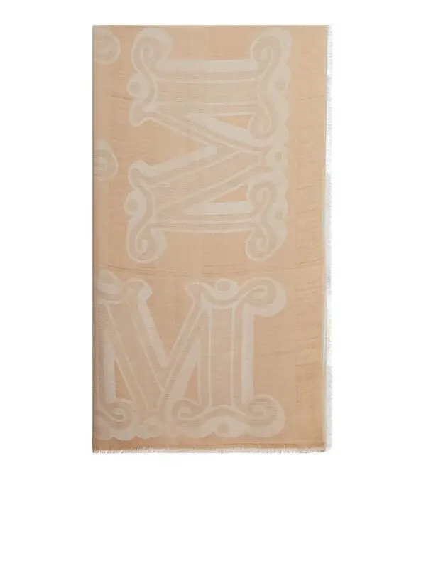 Max Mara Cotton Blend Scarf With Jacquard Logo