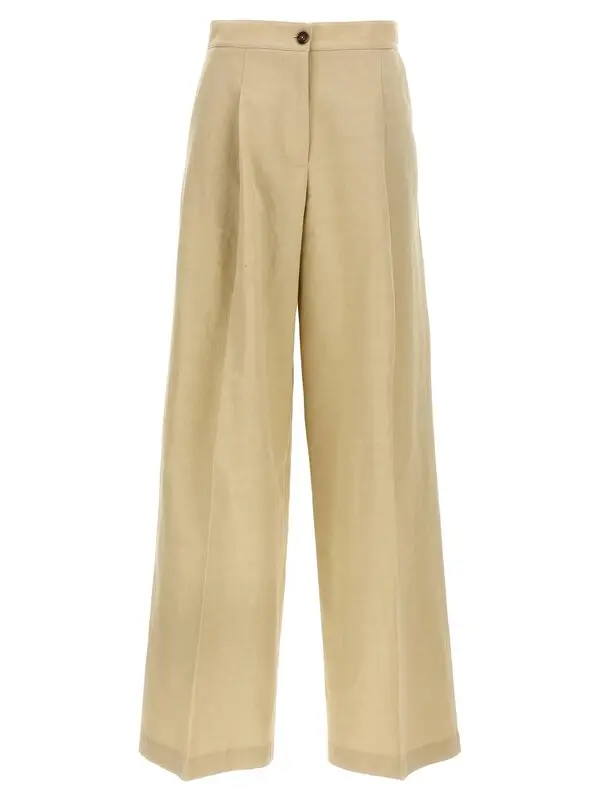 YVES SALOMON Linen Trousers - Cream