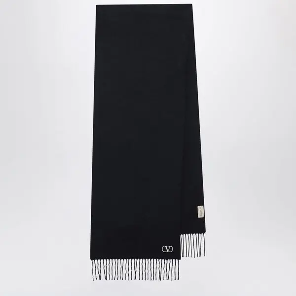 Valentino Garavani Navy Scarf With Vlogo Embroidery - Blue