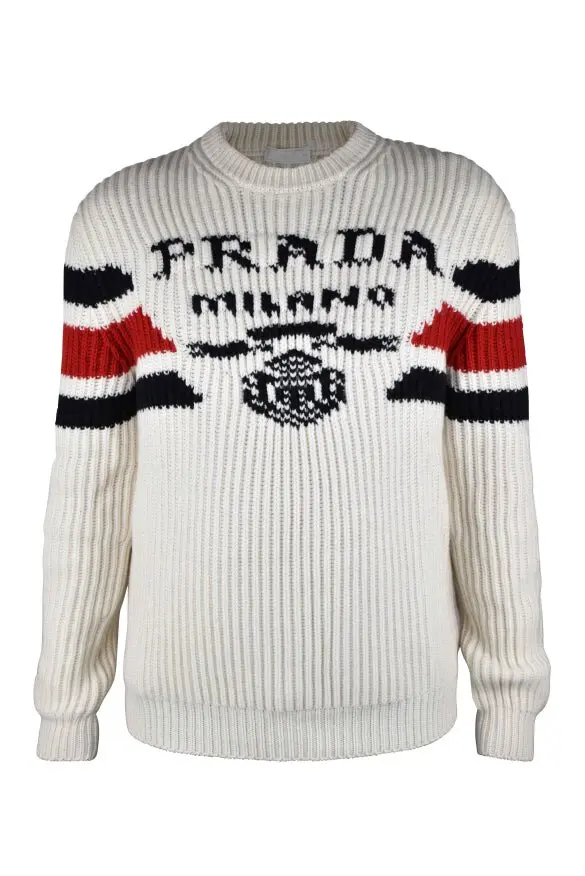 Prada Cashmere Logo Sweater - White