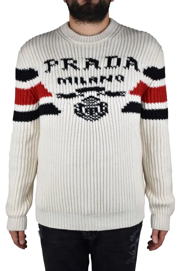Prada Cashmere Logo Sweater - White