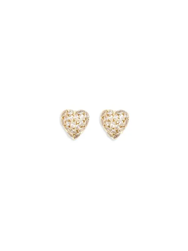 SELF-PORTRAIT Embellished Heart Earrings - Gold