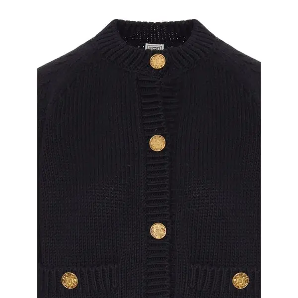 TOTEME Organic Cotton Ribbed Knit Cardigan - Black
