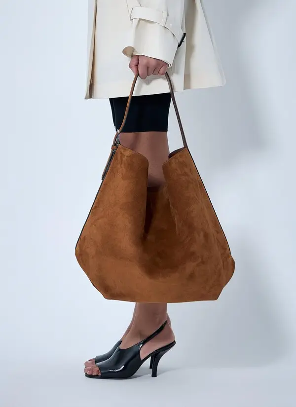 TOTEME Suede Belted Tote Bag - Brown