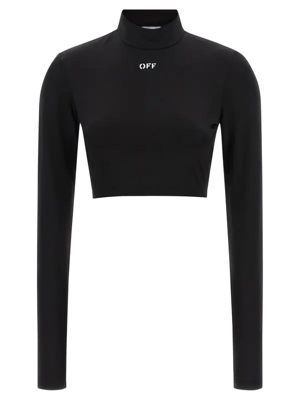 Off-White Off Stamp' Crop Top - Black