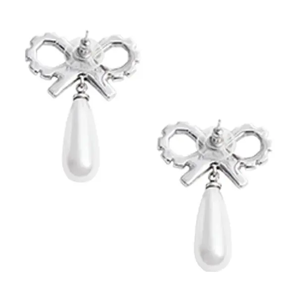 SELF-PORTRAIT Crystal Bow Pearl Earrings