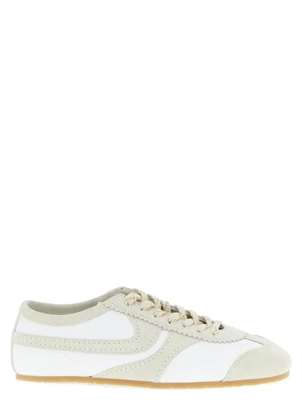 Dries Van Noten Leather And Suede Sneakers - Cream