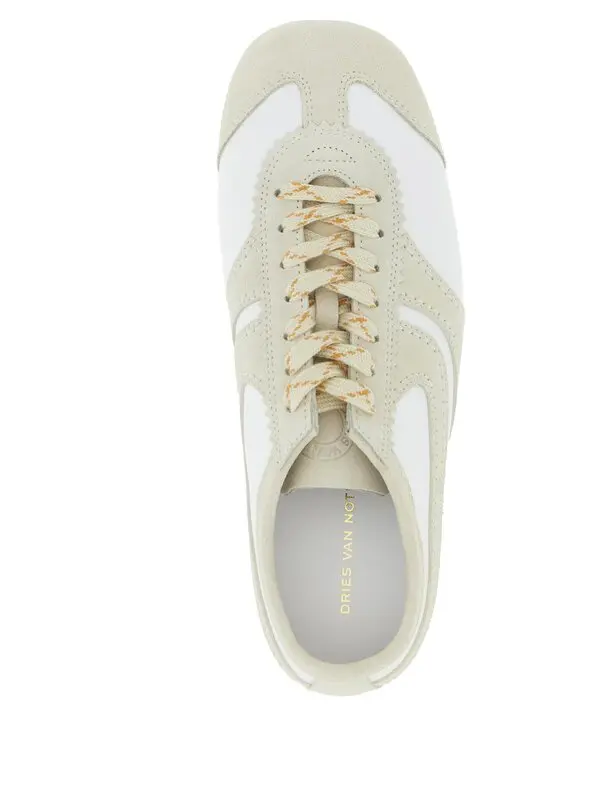 Dries Van Noten Leather And Suede Sneakers - Cream