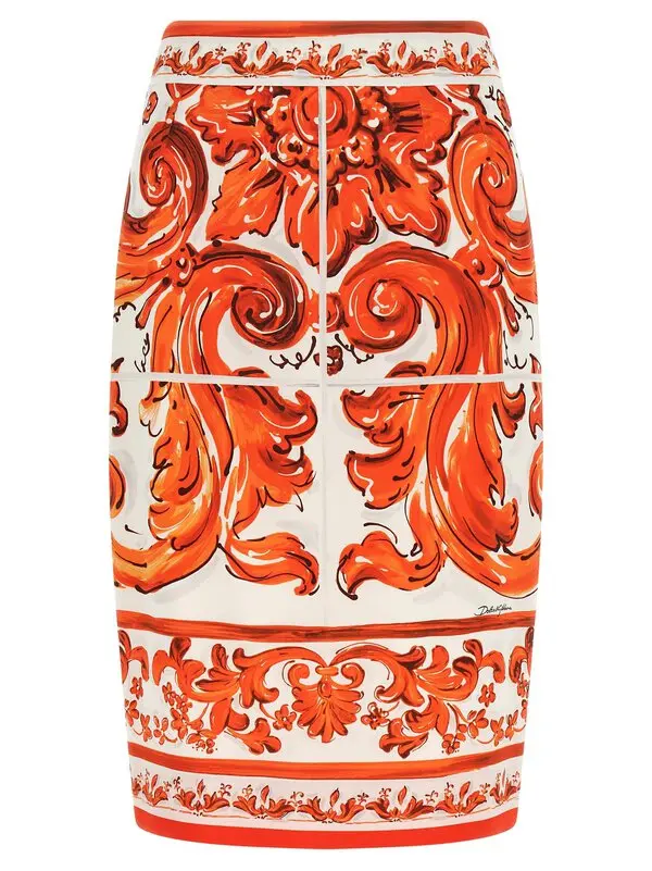 Dolce & Gabbana Maiolica' Skirt - Orange