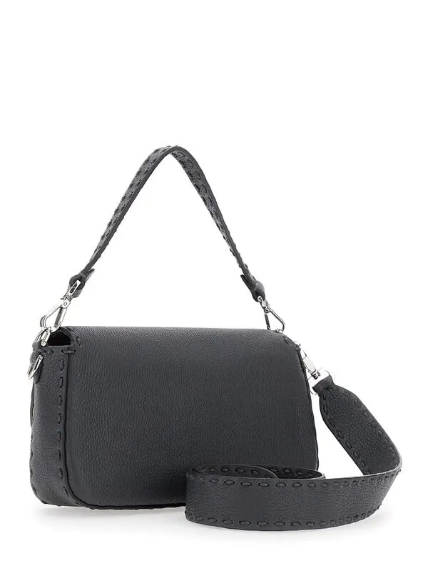 Fendi Baguette” Grey Shoulder Bag With Contrast Stitching In Leather - Multicolor