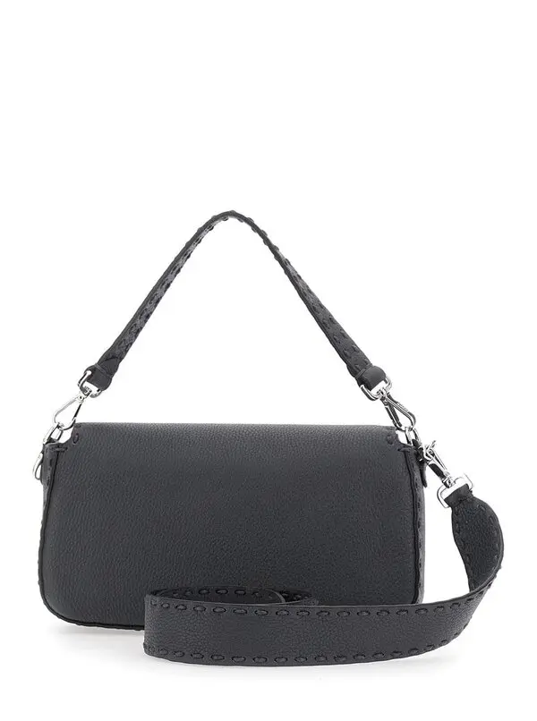 Fendi Baguette” Grey Shoulder Bag With Contrast Stitching In Leather - Multicolor