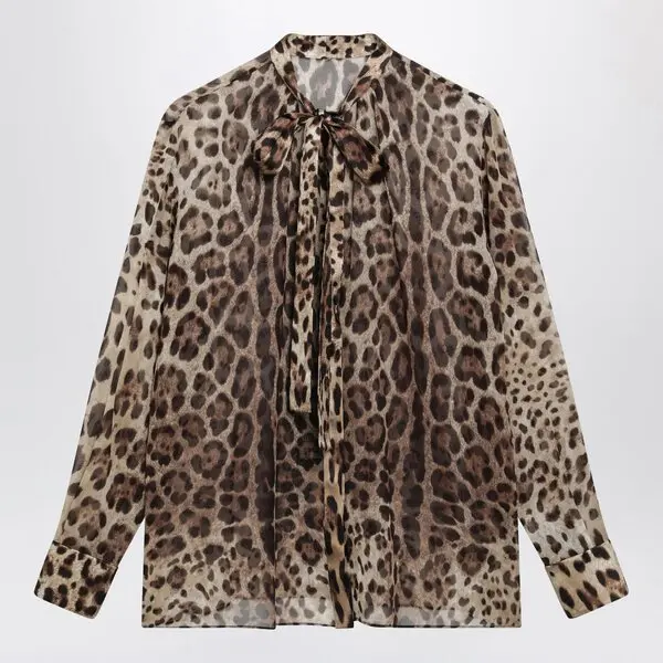 Dolce & Gabbana Silk Georgette Leopard-print Shirt - Brown