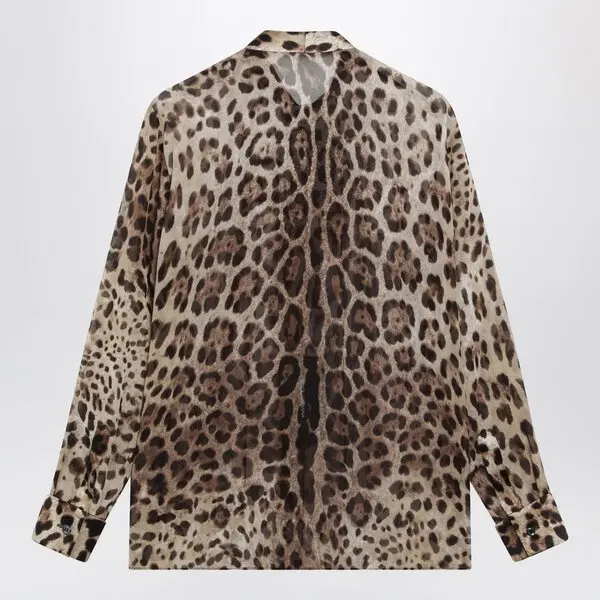 Dolce & Gabbana Silk Georgette Leopard-print Shirt - Brown
