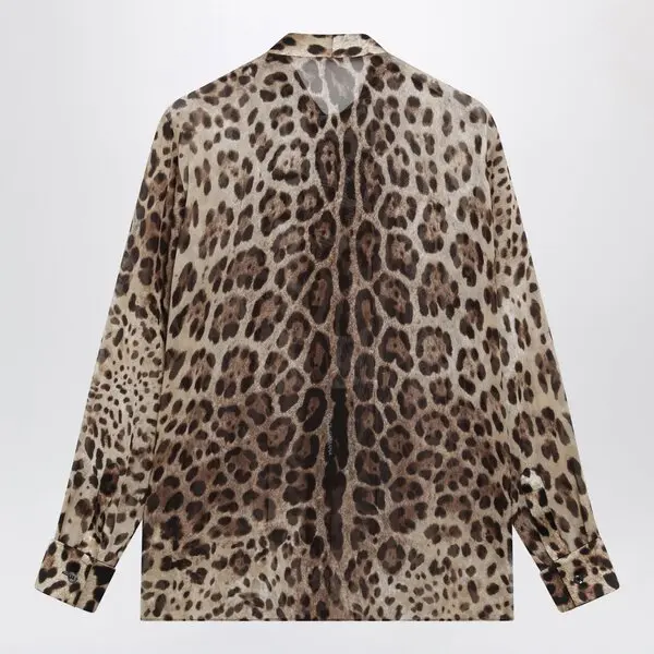 Dolce & Gabbana Silk Georgette Leopard-print Shirt - Brown