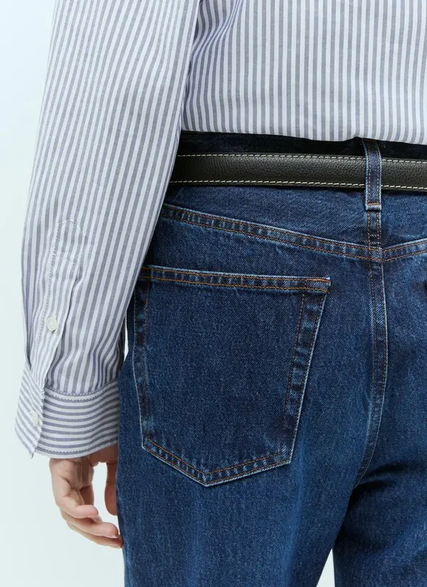 TOTEME Slim Leather Belt - Black