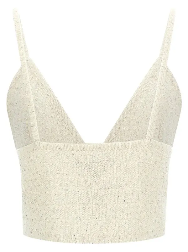 Alessandra Rich Sequin Crop Top - White