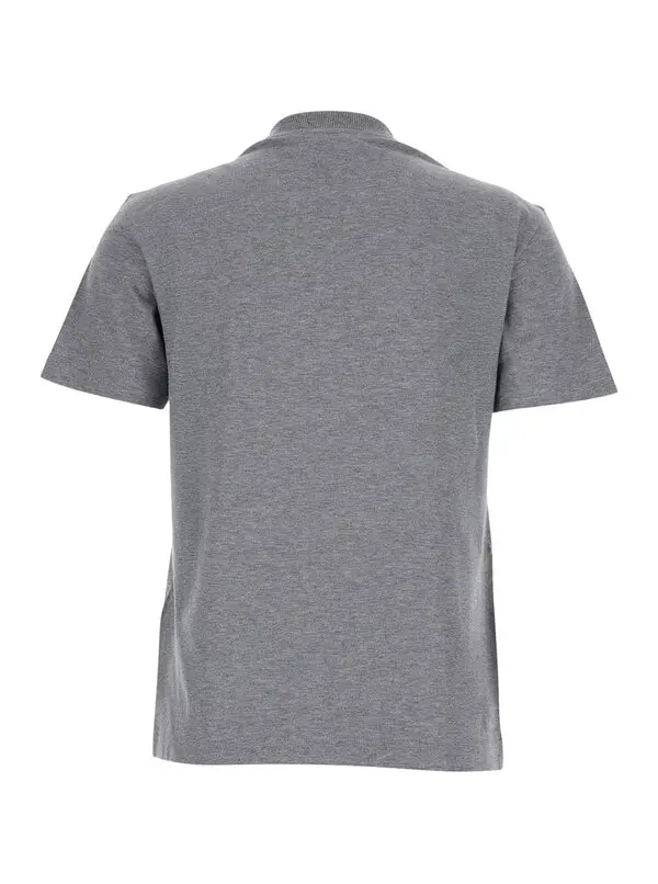 Fendi Grey Crewneck T-shirt With Logo Detail On The Front In Cotton - Gray
