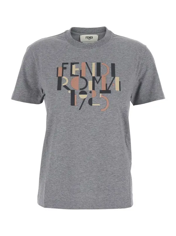 Fendi Cotton Logo T-shirt - Gray