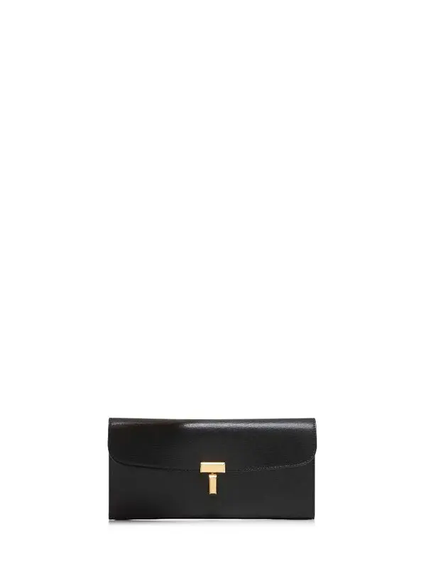 TOTEME Black Leather T-lock Wallet