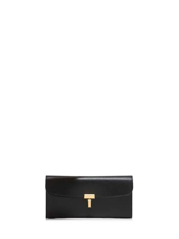TOTEME Black Leather T-lock Wallet - Multicolor