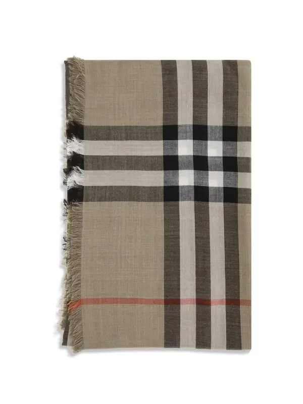 Burberry Check Reversible Wool And Silk Scarf - Cream