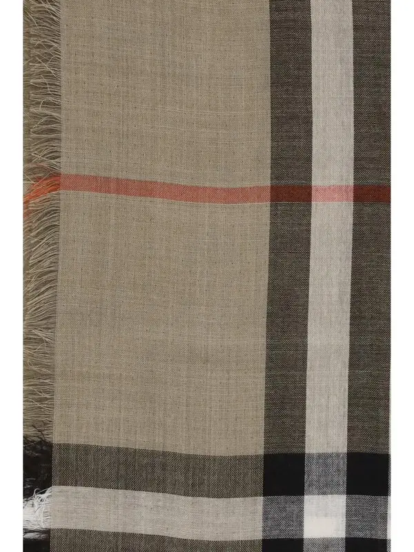 Burberry Check Reversible Wool And Silk Scarf - Cream