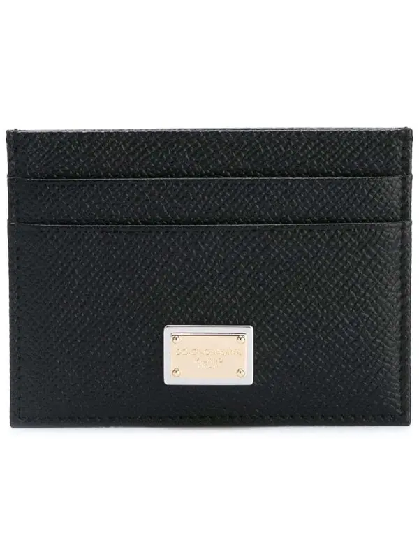 Dolce & Gabbana Dauphine Calfskin Card Holder With Branded Plate - Black