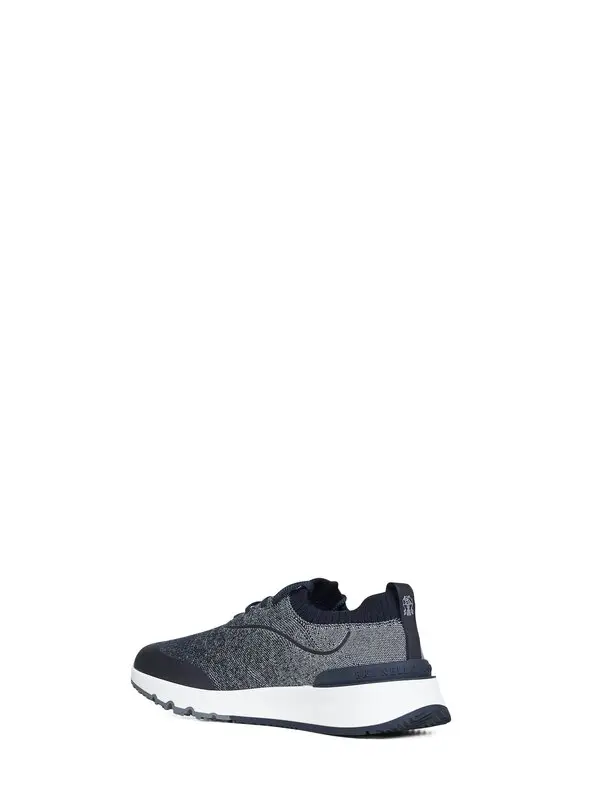 Brunello Cucinelli Navy Blue Techno Cotton Knit Runners