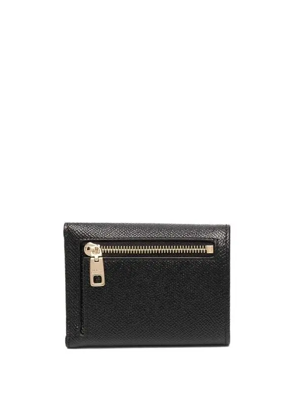 Dolce & Gabbana Dauphine Calfskin Wallet With Branded Tag - Black