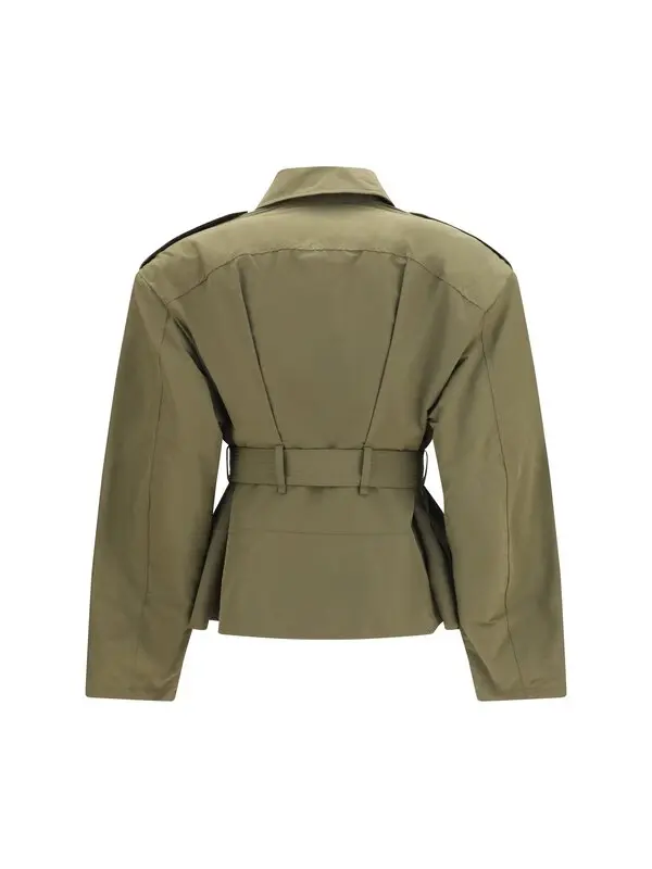 Alexander McQueen Cropped Belted Jacket - Green