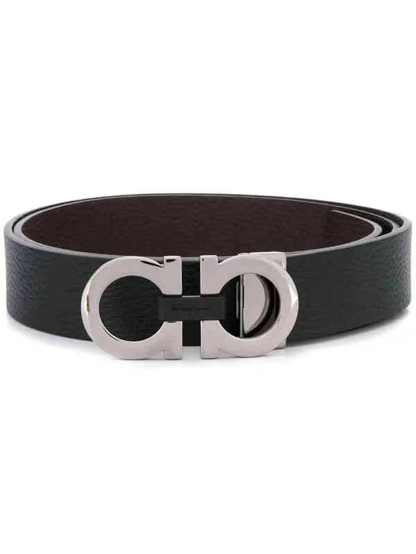 FERRAGAMO Grained Leather Gancini Reversible Belt