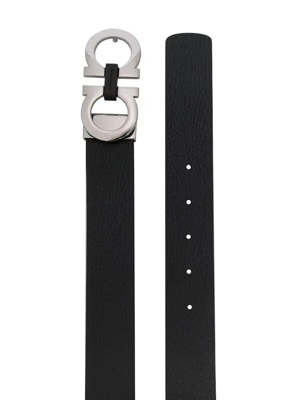 FERRAGAMO Grained Leather Gancini Reversible Belt