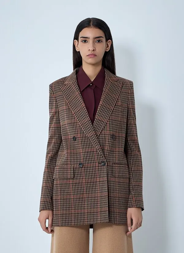 Max Mara Check Double-breasted Blazer - Brown