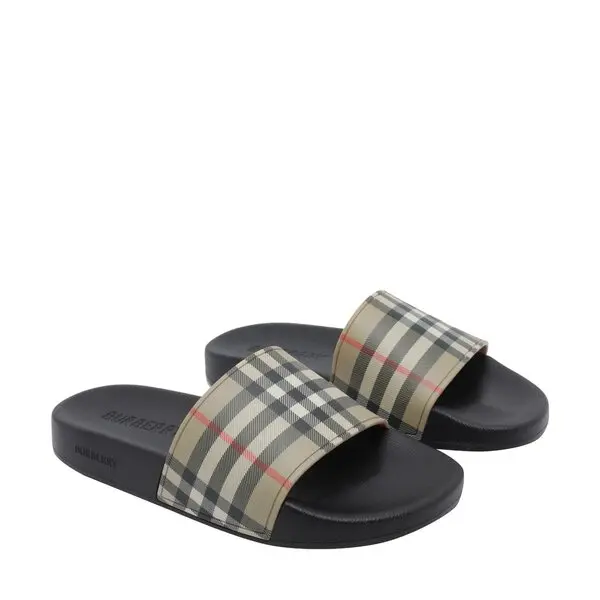 Burberry Check Sliders - Cream