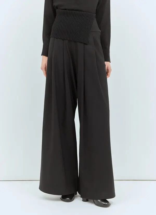 Max Mara Long Stretch Wool Pants - Black