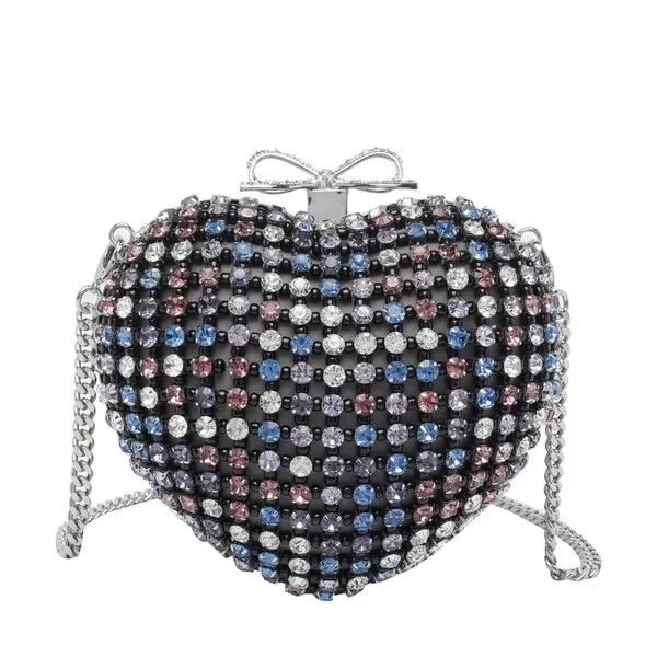 SELF-PORTRAIT Crystal Heart Clutch - Multicolor