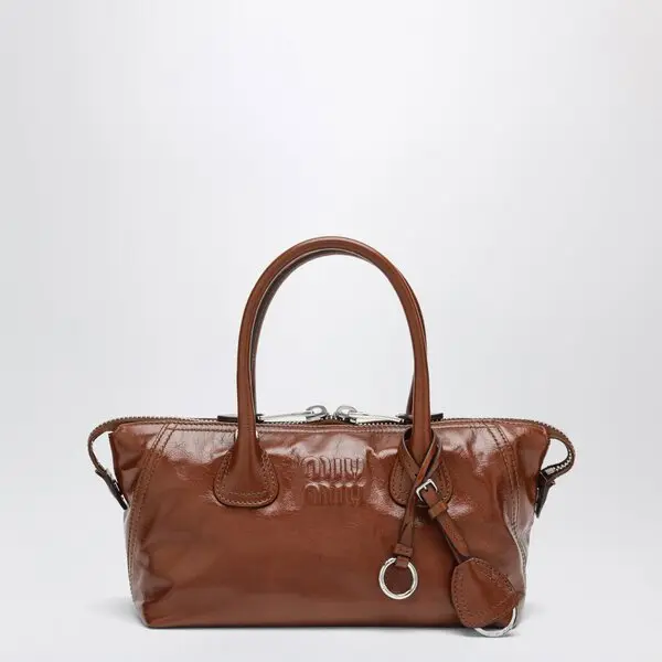 Miu Miu Glossy Rosewood Leather Top-handle Bag - Brown