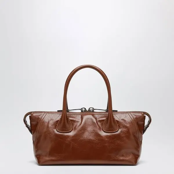 Miu Miu Glossy Rosewood Leather Top-handle Bag - Brown