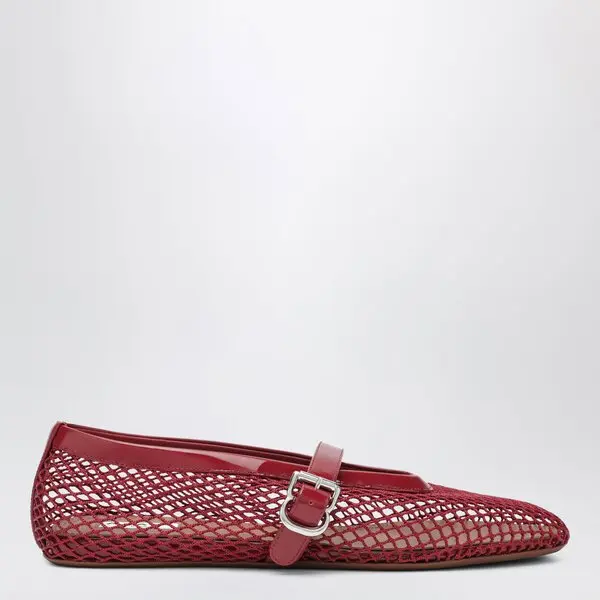 Alaïa Mesh And Patent Leather Flat Ballet Flats - Red