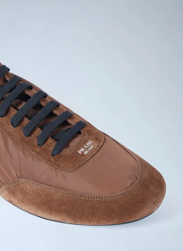 Prada Collapse Re-nylon And Suede Sneakers - Brown