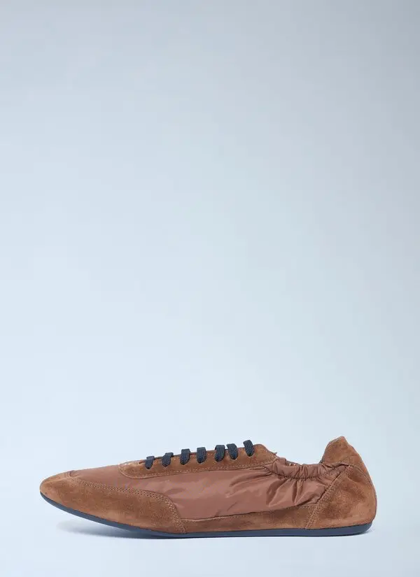 Prada Collapse Re-nylon And Suede Sneakers - Brown