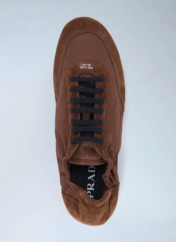Prada Collapse Re-nylon And Suede Sneakers - Brown
