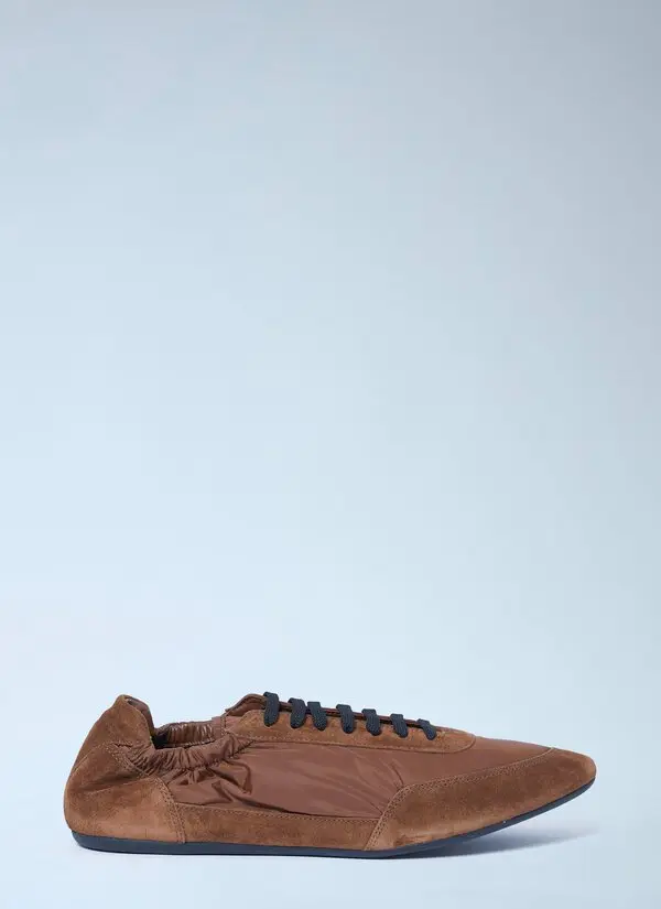 Prada Collapse Re-nylon And Suede Sneakers - Brown