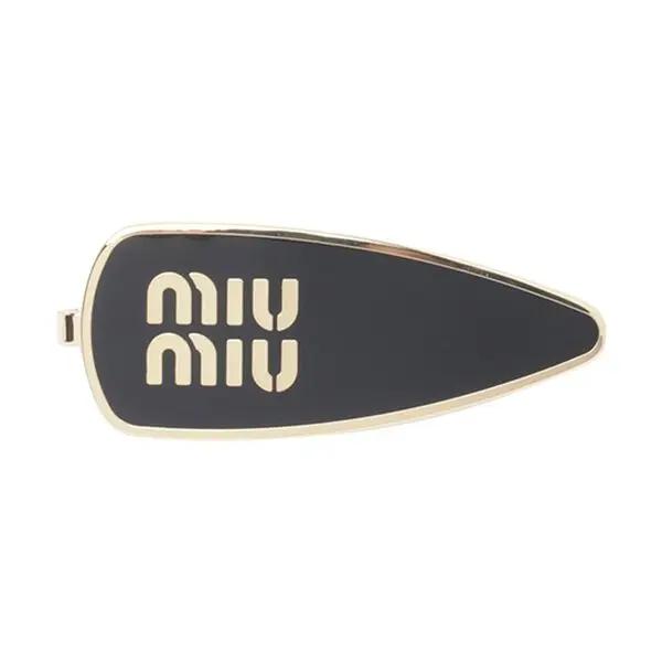 Miu Miu Logo Enameled Hair Clip - Black