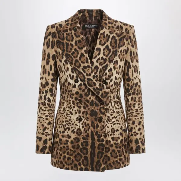 Dolce & Gabbana Leopard-print Double-breasted Wool Jacket
