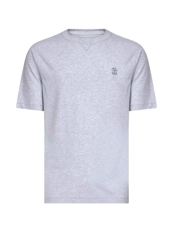 Brunello Cucinelli Grey Solomeo Crest Crewneck T-shirt - Multicolor