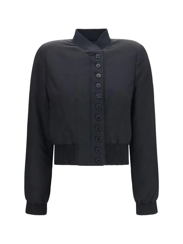 Alexander McQueen Buttoned Bomber Jacket With Visible Stitching
