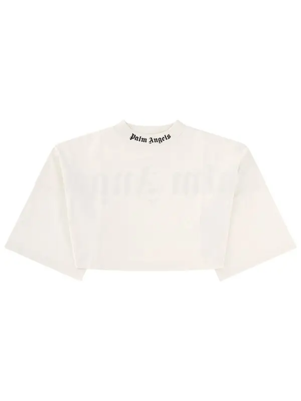 Palm Angels Cropped Logo T-shirt - White