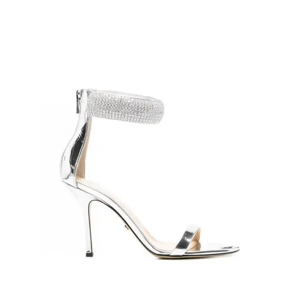 Mach & Mach Metallic Crystal-embellished Stiletto Sandals - Silver